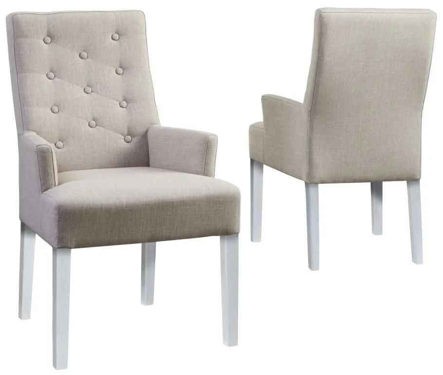 Designová židle Bristol s opěrkami / béžová - bílá