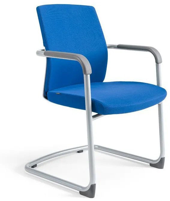 Jednací židle čalouněná, bílý plast, tmavě modrá 211 - JCON WHITE