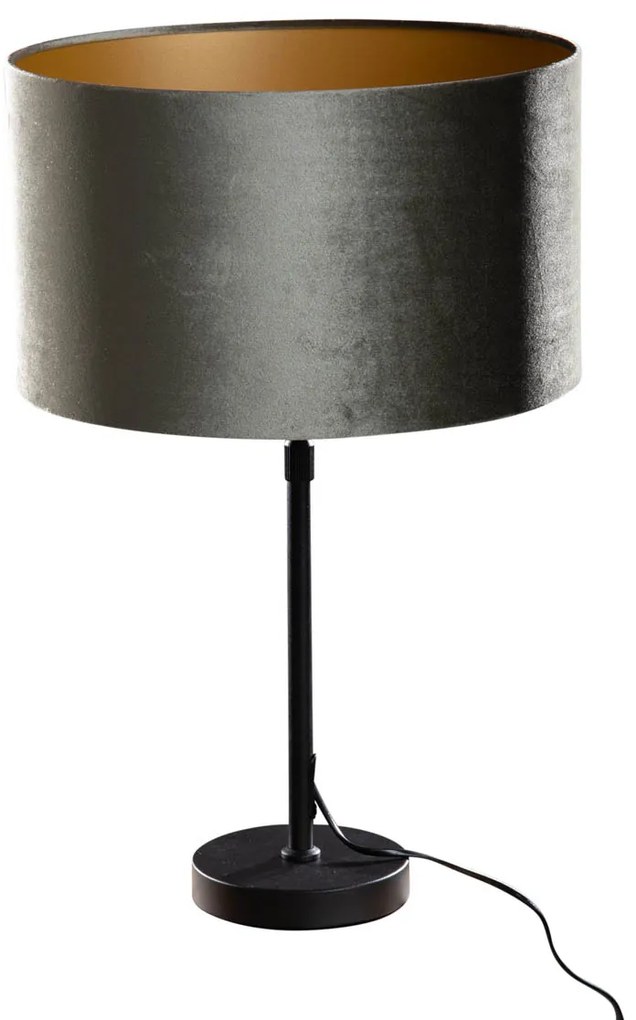 Stolní lampa černá s zeleným sametovým stínítkem 35 cm - Parte