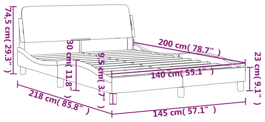 vidaXL Rám postele s čelem 140x200 cm umělá kůže [373204] Barva: Bílá