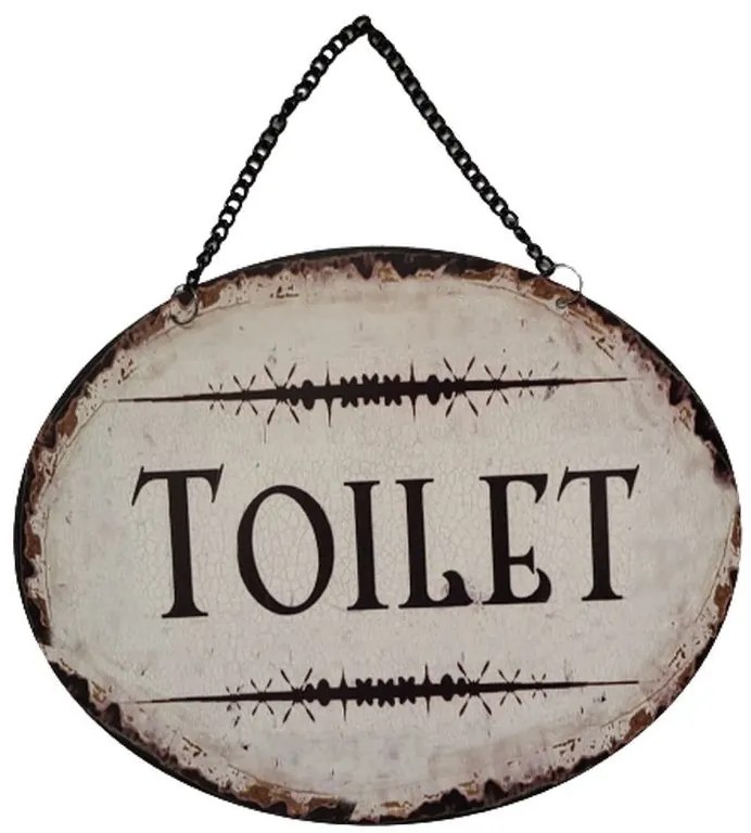 Závěsná kovová cedule s řetízkem Toilet - 25*20 cm