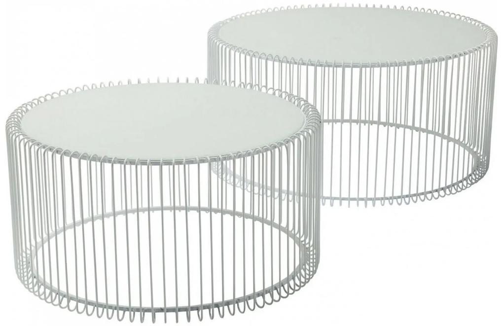 OnaDnes -20% Kare Design Set dvou bílých kovových konferenčních stolků Wire 69,5/60 cm