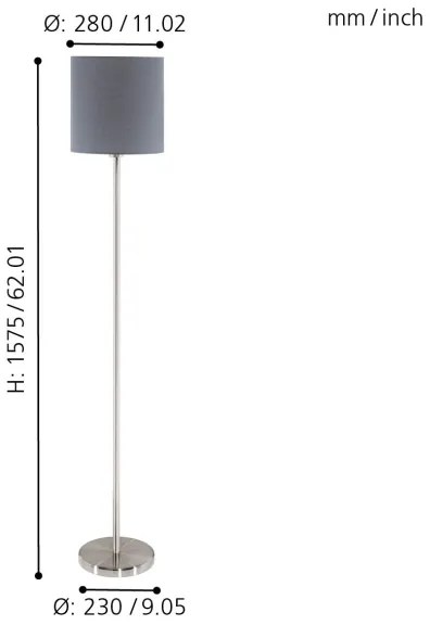 Eglo 95166 - Stojací lampa PASTERI 1xE27/60W/230V