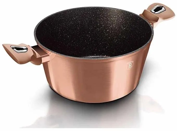Kastrol s mramorovým povrchem a poklicí 20 cm Rosegold Metallic Line
