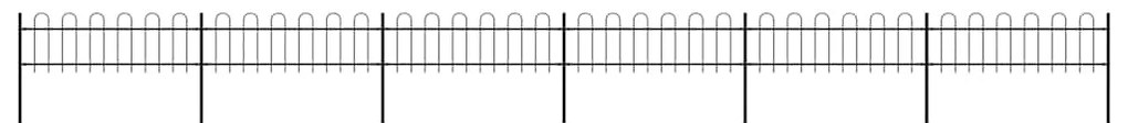 Zahradní plot s obloukem nahoře ocelový 1005 x 60 cm černý 277643