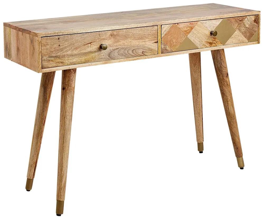 Konzolový stolek z mangového dřeva se 2 zásuvkami světlé dřevo GLENTANA Beliani