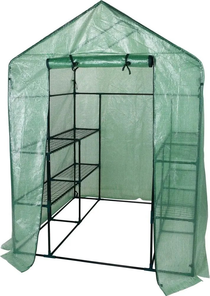 Zahradní skleník na kovovém stojanu, foliový domácí skleník pro semenáčky a mladé rostliny