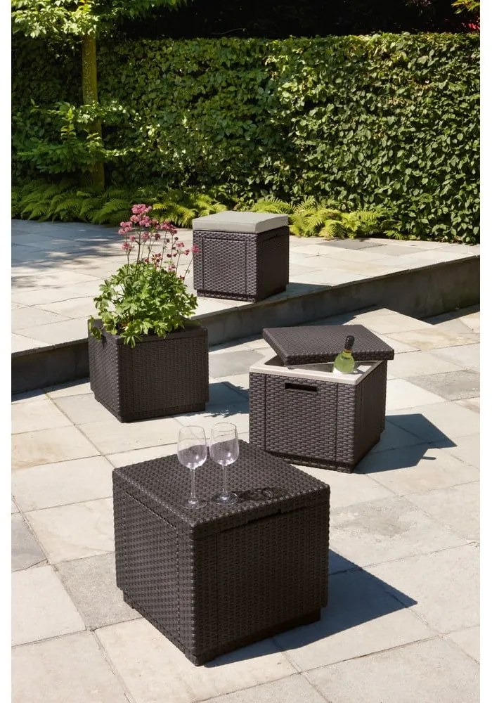 Tmavě šedý zahradní taburet Cube – Keter