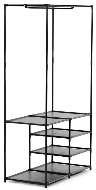 Autronic Stojan na šaty dvouramenný se čtyřmi policemi GD-172 BK Barva: Černá