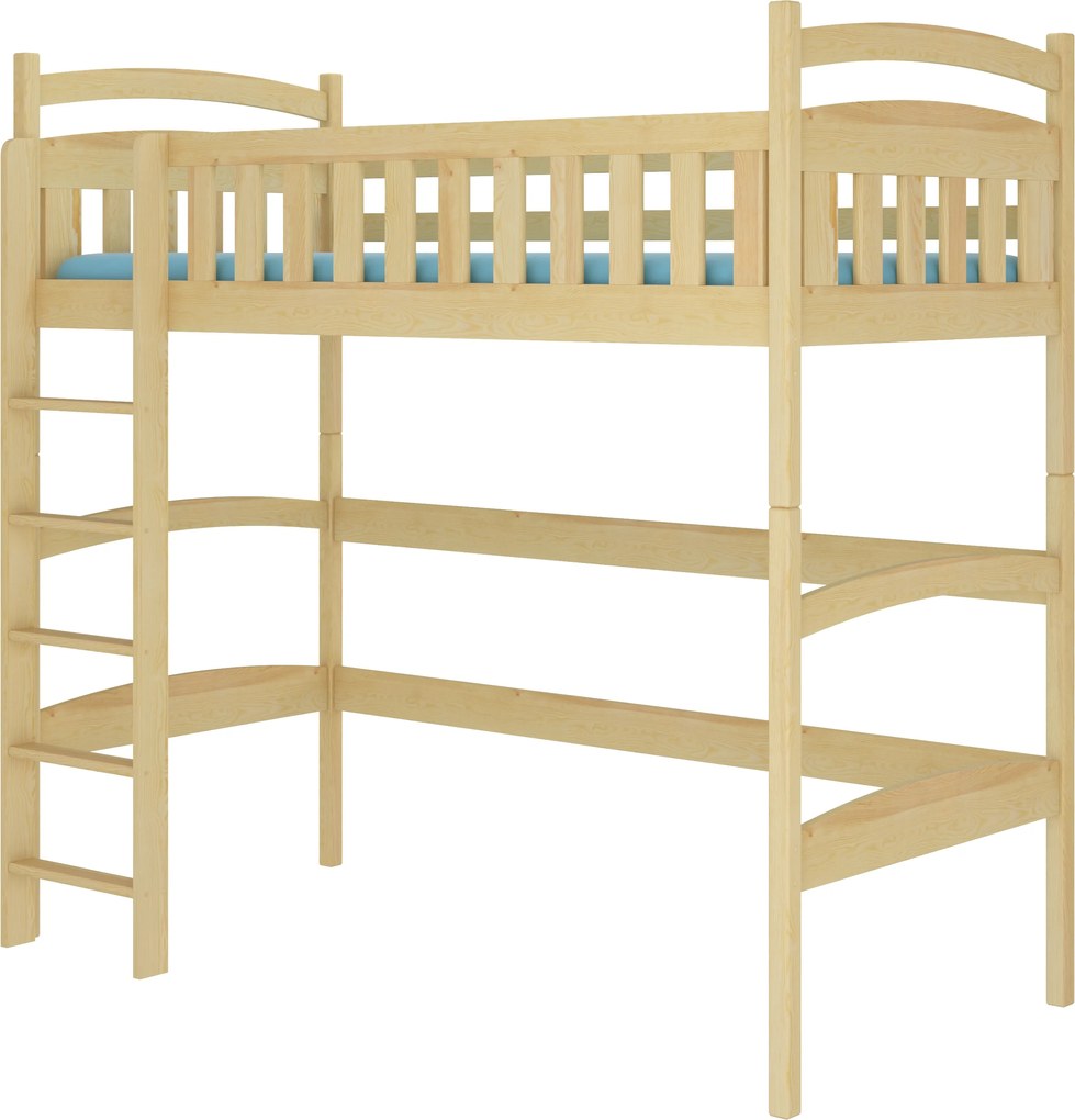 ADRK Furniture Patrová postel mezzanine s matrací MIAGO 180x80 CH-Mia-PINE-188+M-E651