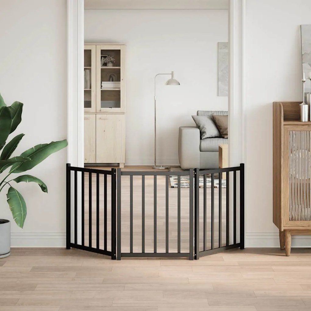 vidaXL Zábrana pro psy skládací 3 panely 150 cm masivní jedle [352276] Barva: hnědý dub
