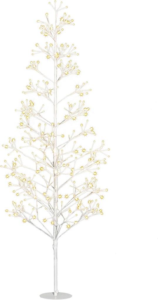 HOMCOM Umělý vánoční stromek 180 cm s 384 teplobílými LED světly, flexibilní větve, ocelový podstavec, bílý