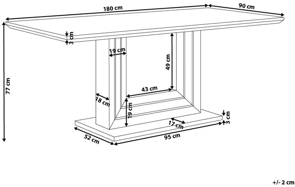 Bílý jídelní stůl 180x90 cm se základnou s nerezové oceli KALONA Beliani