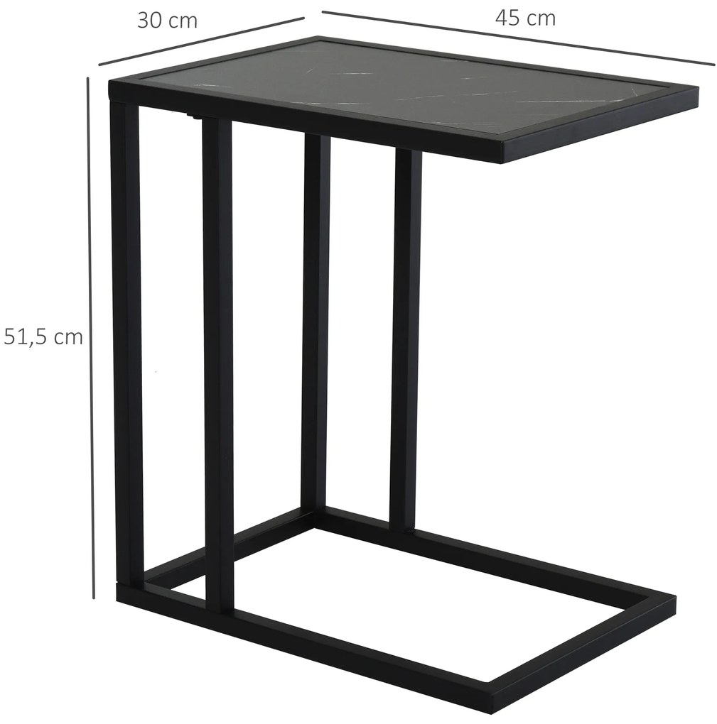 HOMCOM Odkládací stolek, konferenční stolek s mramorovým vzhledem, konferenční stolek s kovovým rámem, do obývacího pokoje, ložnice, 45 x 30 x 51,5 c…