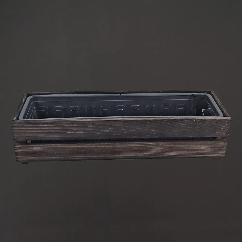 AMADEA Dřevěný obal s truhlíkem mořený, 61,2x19,6x15cm, český výrobek