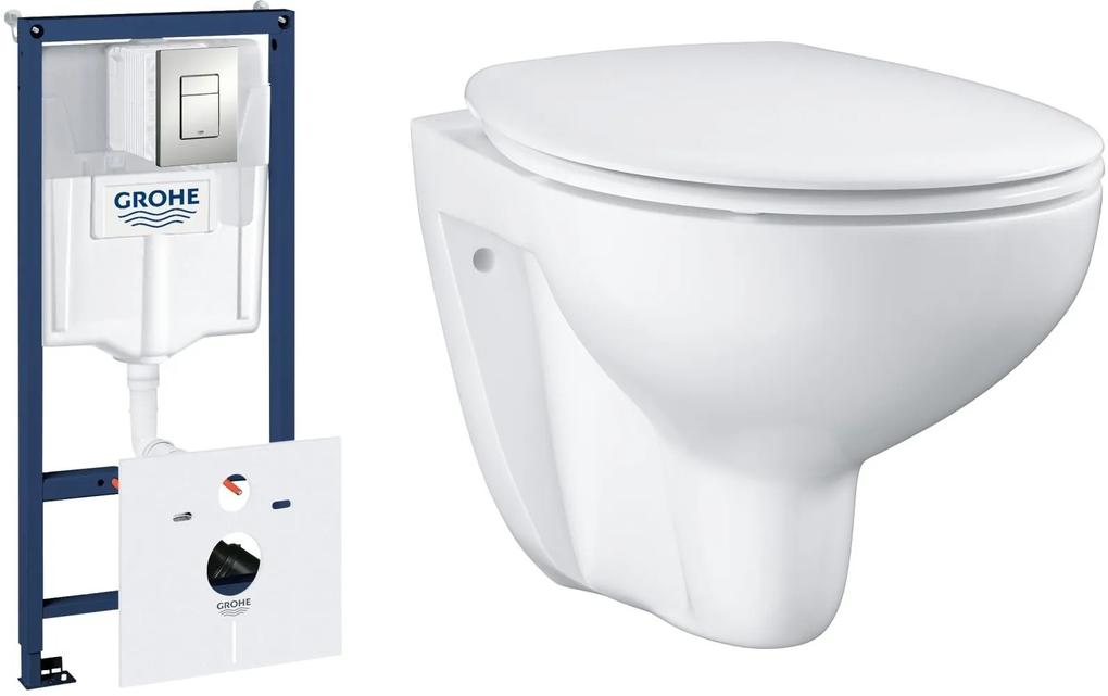 Set podomítkový WC modul se splachovacím tlačítkem Grohe Rapid SL 39449000, sada mísa + prkénko s pomalým sklápěním Grohe Bau Ceramic 39351000