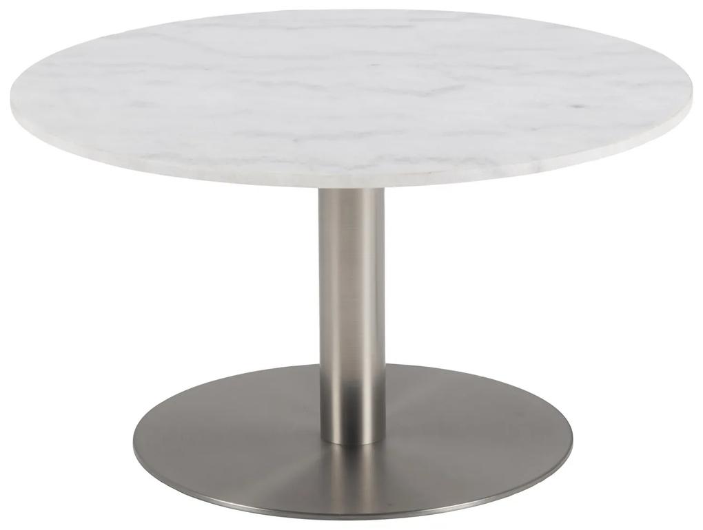 Kulatý konferenční stolek s mramorovou deskou Bílo - šedý GUAN