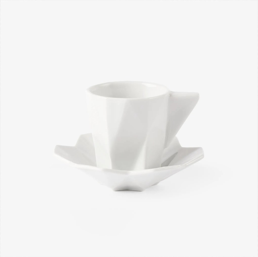 Kubistický šálek na espresso s podšálkem
