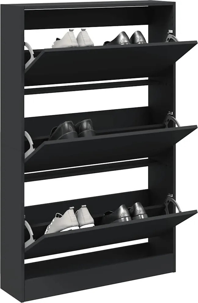 vidaXL Botník 80 x 21 x 125,5 cm kompozitní dřevo [839926] Barva: Černá