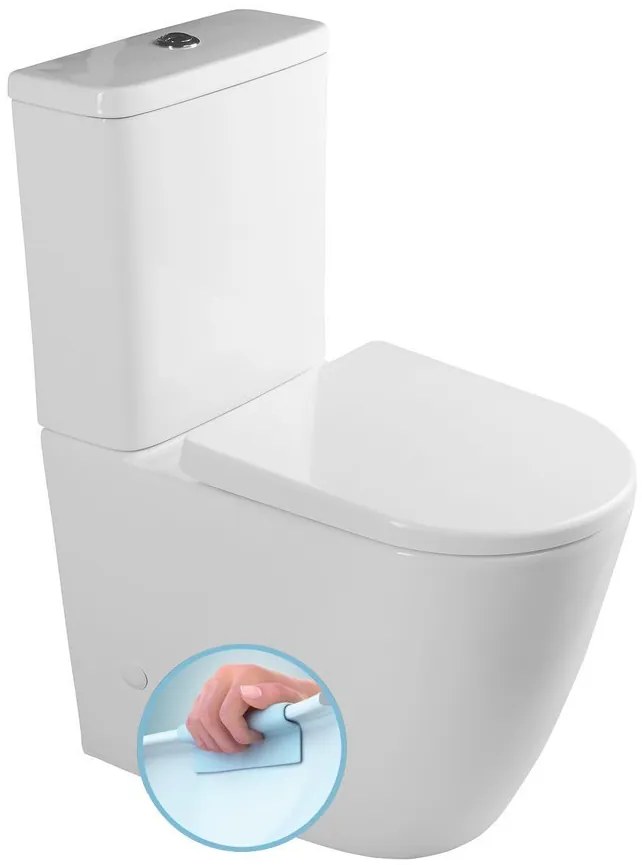 Sapho TURKU RIMLESS WC kombi zvýšený sedák, spodní/zadní odpad, bílá - PC104WR