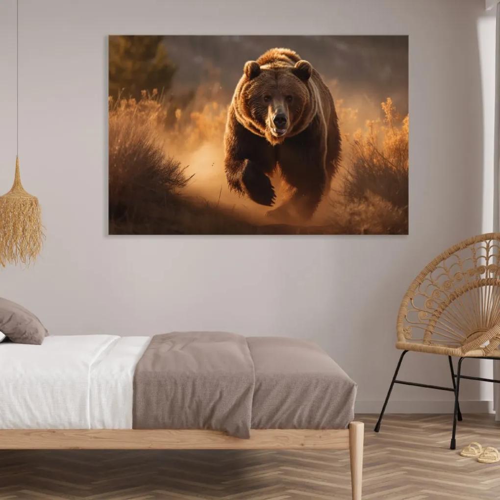 Obraz na plátně - Medvěd běžící v divoké přírodě FeelHappy.cz Velikost obrazu: 120 x 80 cm