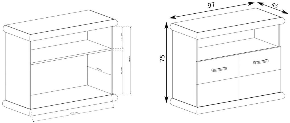 TV stolek/skříňka Kenny 12 (craft bílý + craft zlatý). 1057837