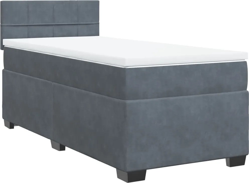 Box spring postel s matrací tmavě šedá 100x200 cm samet 3288535