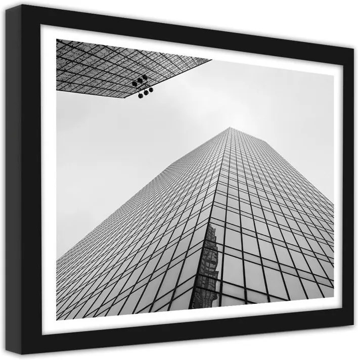 CARO Obraz v rámu - Glass Skyscrapers 90x60 cm Černá