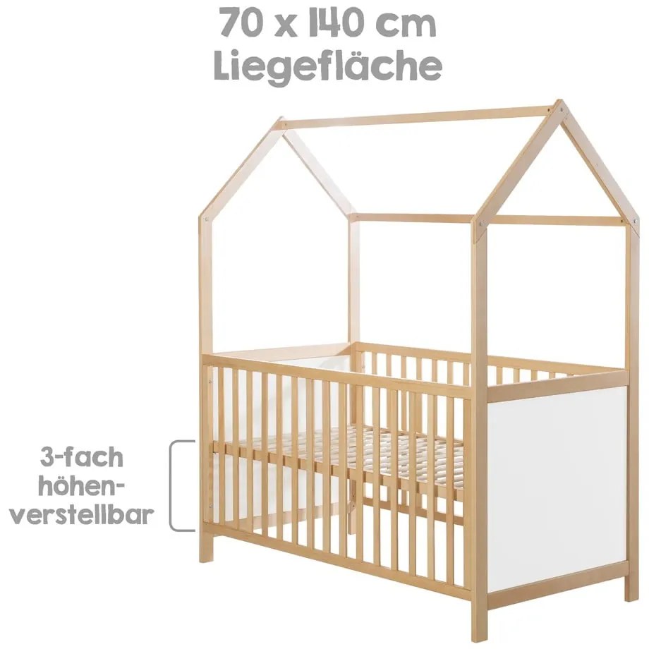 Postýlka v bílo-přírodní barvě 70x140 cm – Roba