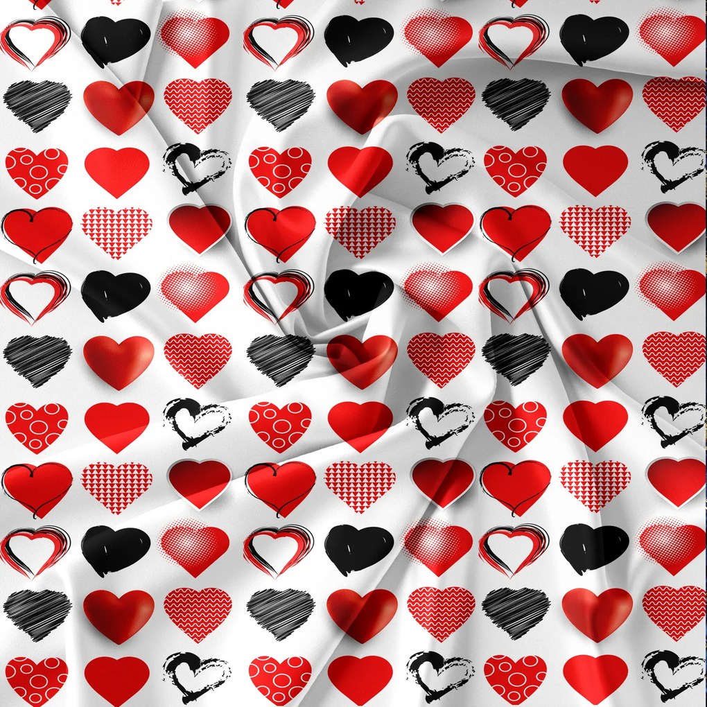 Povlečení z mikrovlákna RED AND BLACK HEARTS bílé