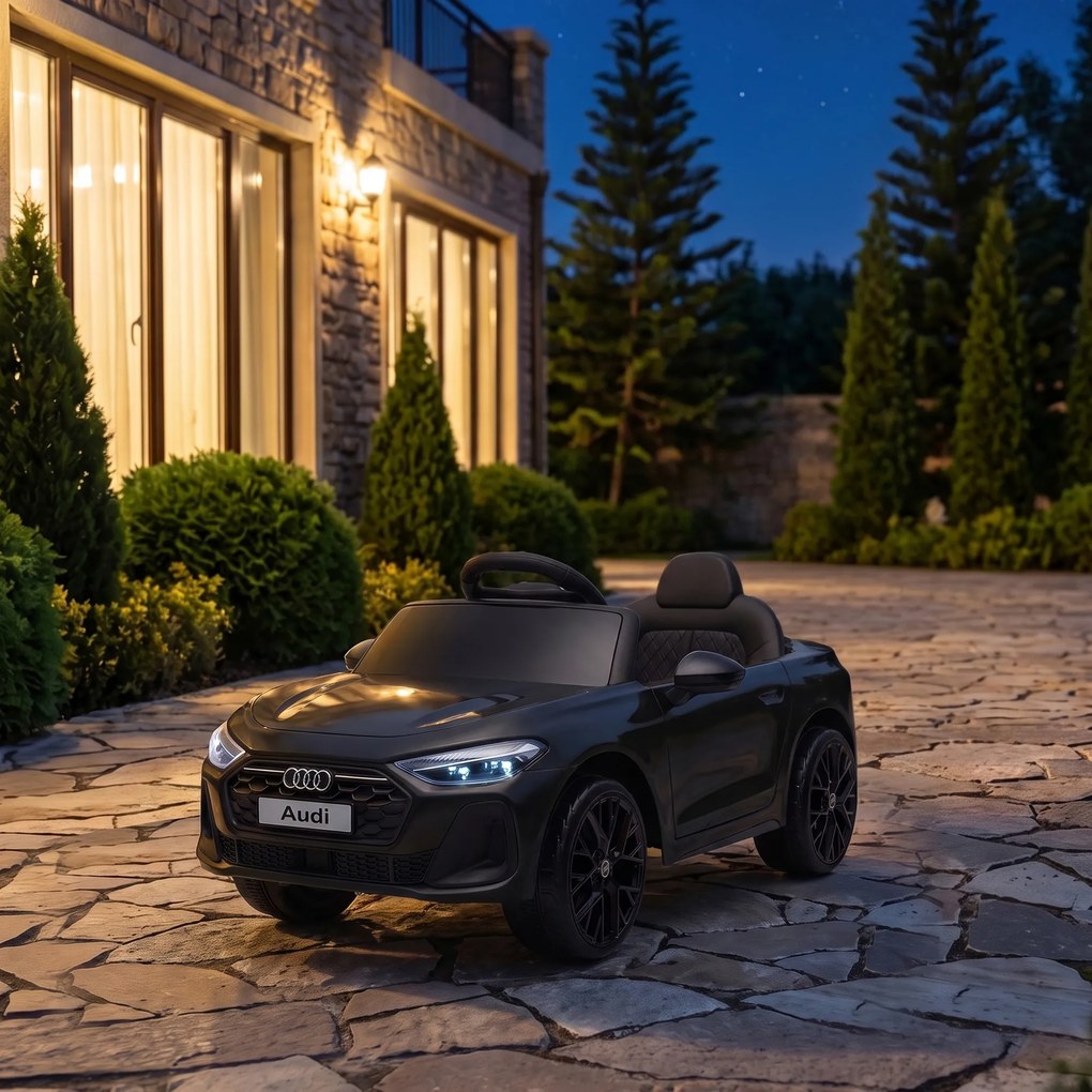 AIYAPLAY Dětské elektrické auto Audi A5L 12V dětské auto s 2,4 G dálkovým ovládáním, 2 motory, lithium baterie, měkký start, 4× pružení 370-511V90BK