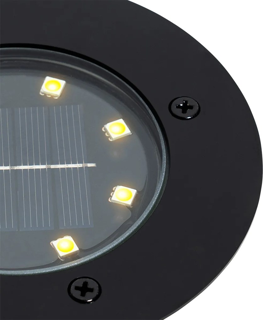 Sada 6 černých zemních reflektorů včetně LED IP65 solárních - Terry