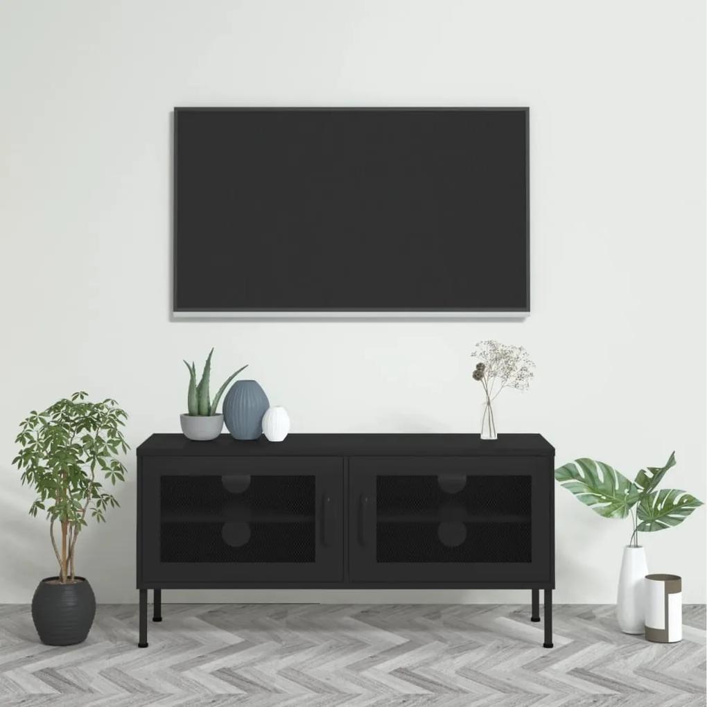 TV skříňka černá 105 x 35 x 50 cm ocel
