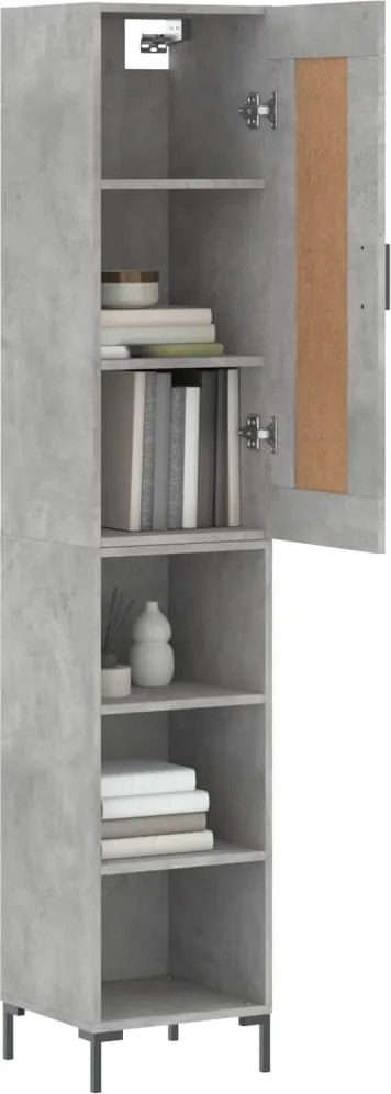 Skříň highboard betonově šedá 34,5x34x180 cm kompozitní dřevo 3200325
