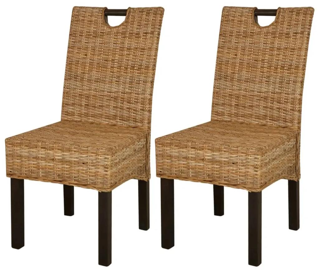 243638 vidaXL Jídelní židle 2 ks ratan kubu a mangovníkové dřevo