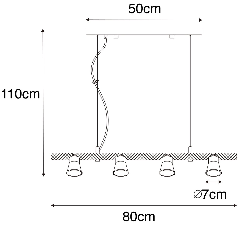 Rustikální závěsné svítidlo černé se dřevem 8-světlo - Jelle
