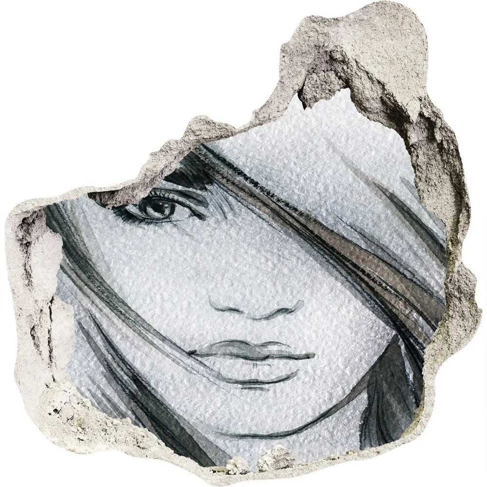 Wallmuralia Díra 3D fototapeta nálepka Portrét ženy 75x75 cm