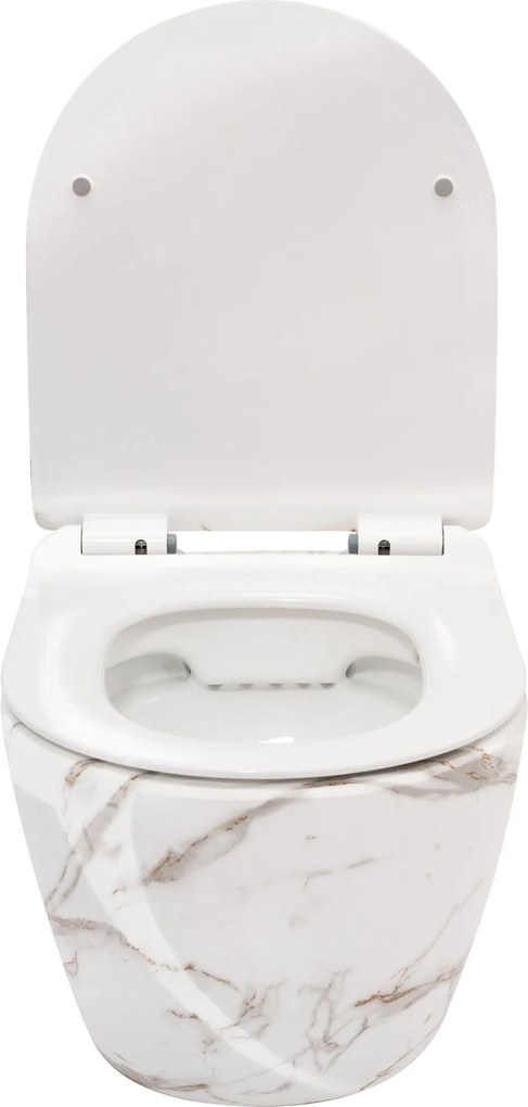 Rea Carlos Slim Lava Shiny, závěsná WC mísa Rimless 49,5x37x35,5 cm, imitace kamene, REA-C0536