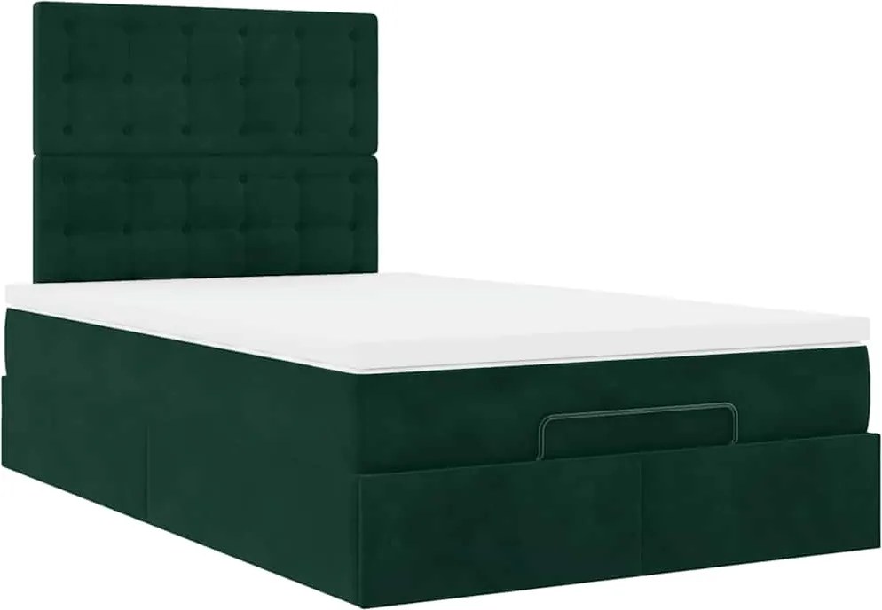 Osmanský rám postele s matracemi tmavě zelená 120x200cm samet 3313610