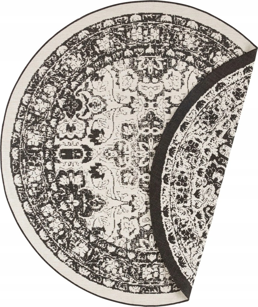 Koberec kulatý černý plochý, Jole 140 Cm