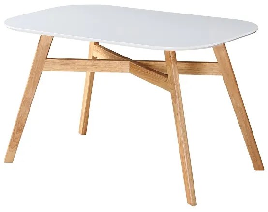 Jídelní stůl v moderním retro stylu bílé v kombinaci s dekorem dřeva TK261