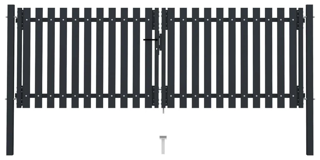 Dvoukřídlá plotová branka ocelová 306 x 150 cm antracitová - Default Title