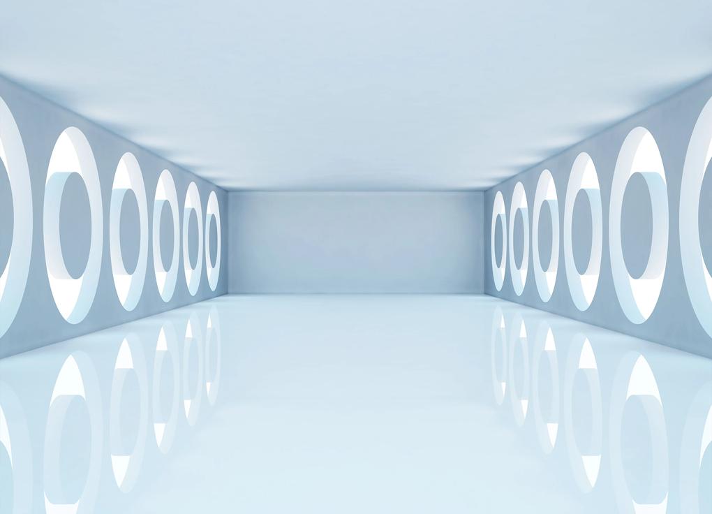 Malvis 3D Tapeta místnost s kruhy na bocích Vel. (šířka x výška): 144 x 105 cm