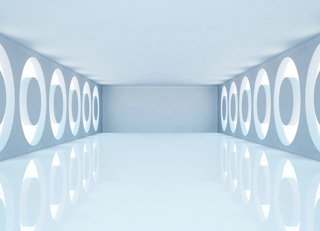 Malvis 3D Tapeta místnost s kruhy na bocích Vel. (šířka x výška): 216 x 140 cm