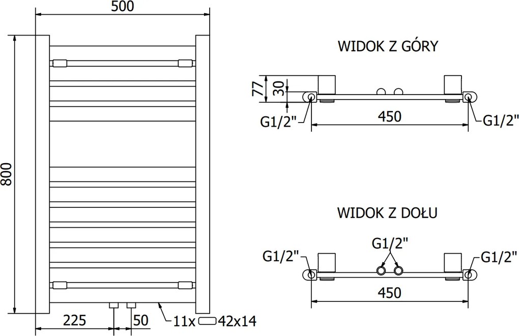 Mexen Uran, elektrické topné těleso 800x500 mm + topná tyč 600 W, bílá, W105-0800-500-2600-20