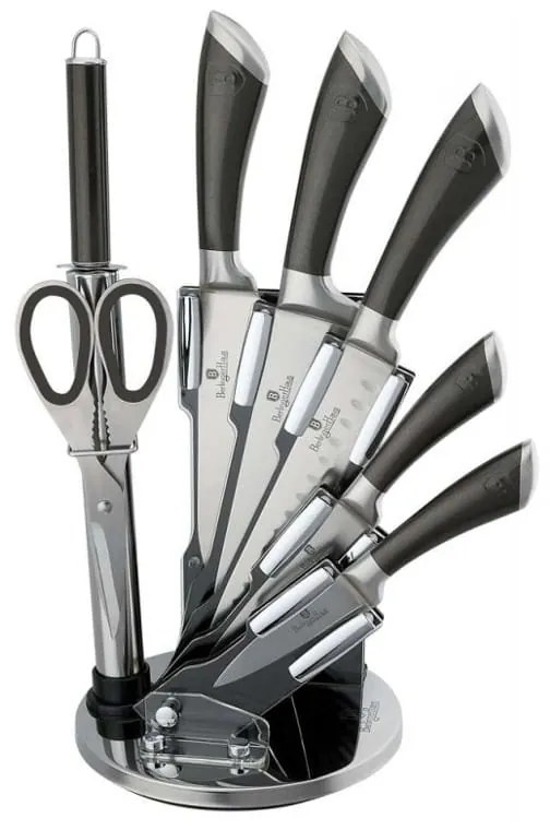 Berlingerhaus Sada nožů ve stojanu Metallic Line karbonová 8 ks
