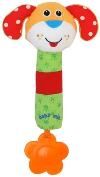 BABY MIX Dětská pískací plyšová hračka s chrastítkem Baby Mix pejsek