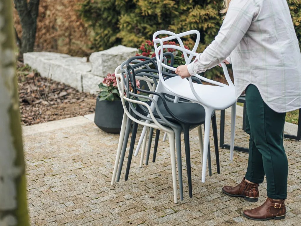Sada 4 ks plastových židlí KATO, šalvějově zelená