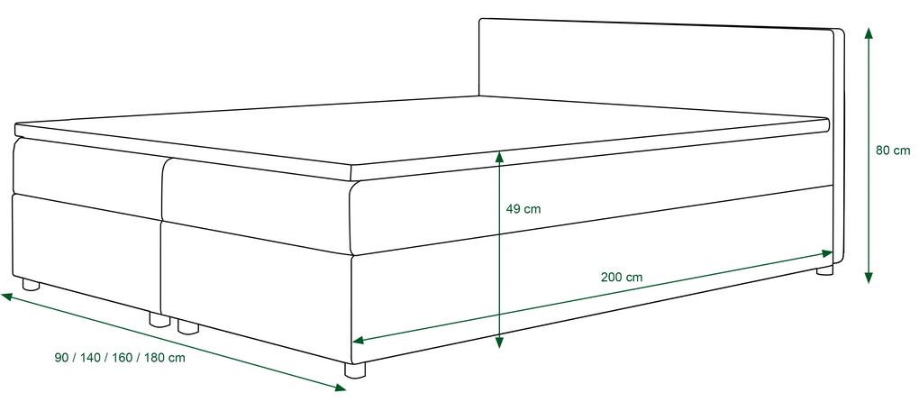 Manželská postel Boxspring 160 cm Linda (vzor + černá) (s matrací a úložným prostorem). 1046629