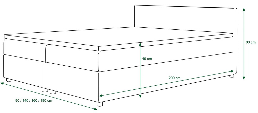 Manželská postel Boxspring 180 cm Linda (vzor + tmavě hnědá) (s matrací a úložným prostorem). 1046632